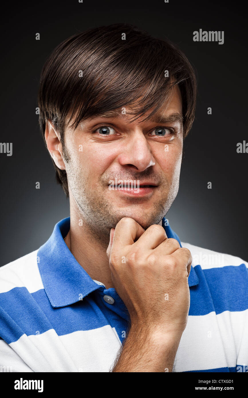 Studio closeup portrait of a man in shock Stock Photo - Alamy