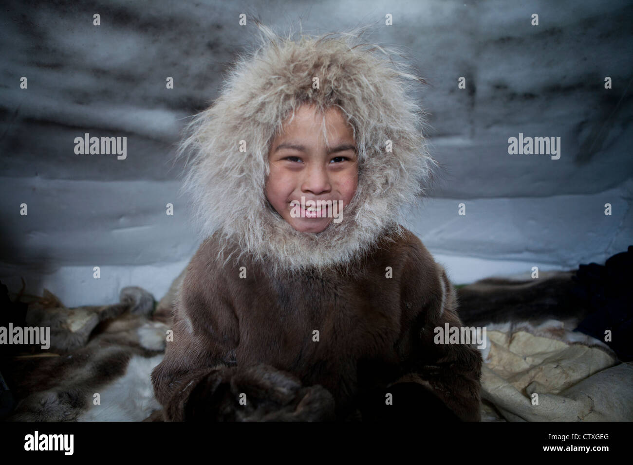 Inuit boy on the North Pole Stock Photo - Alamy