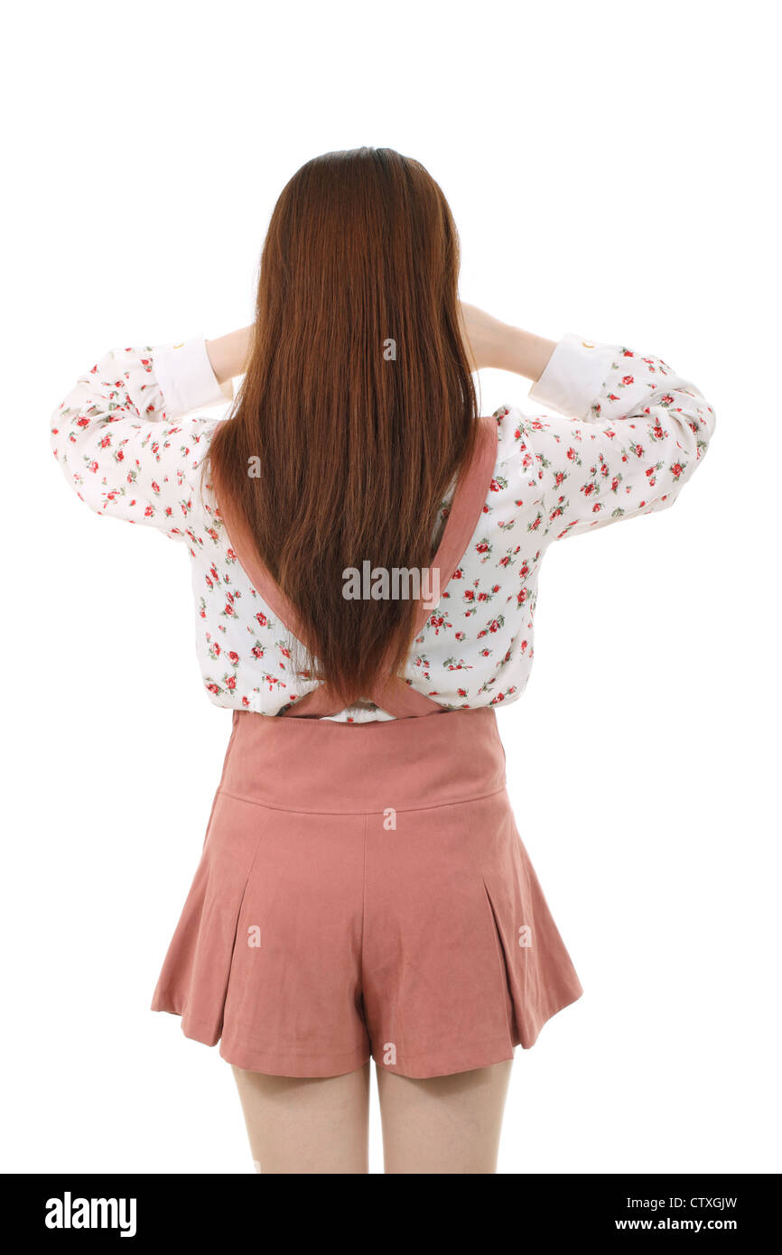 Young girl crying closed face in his hands, back view Stock Photo - Alamy