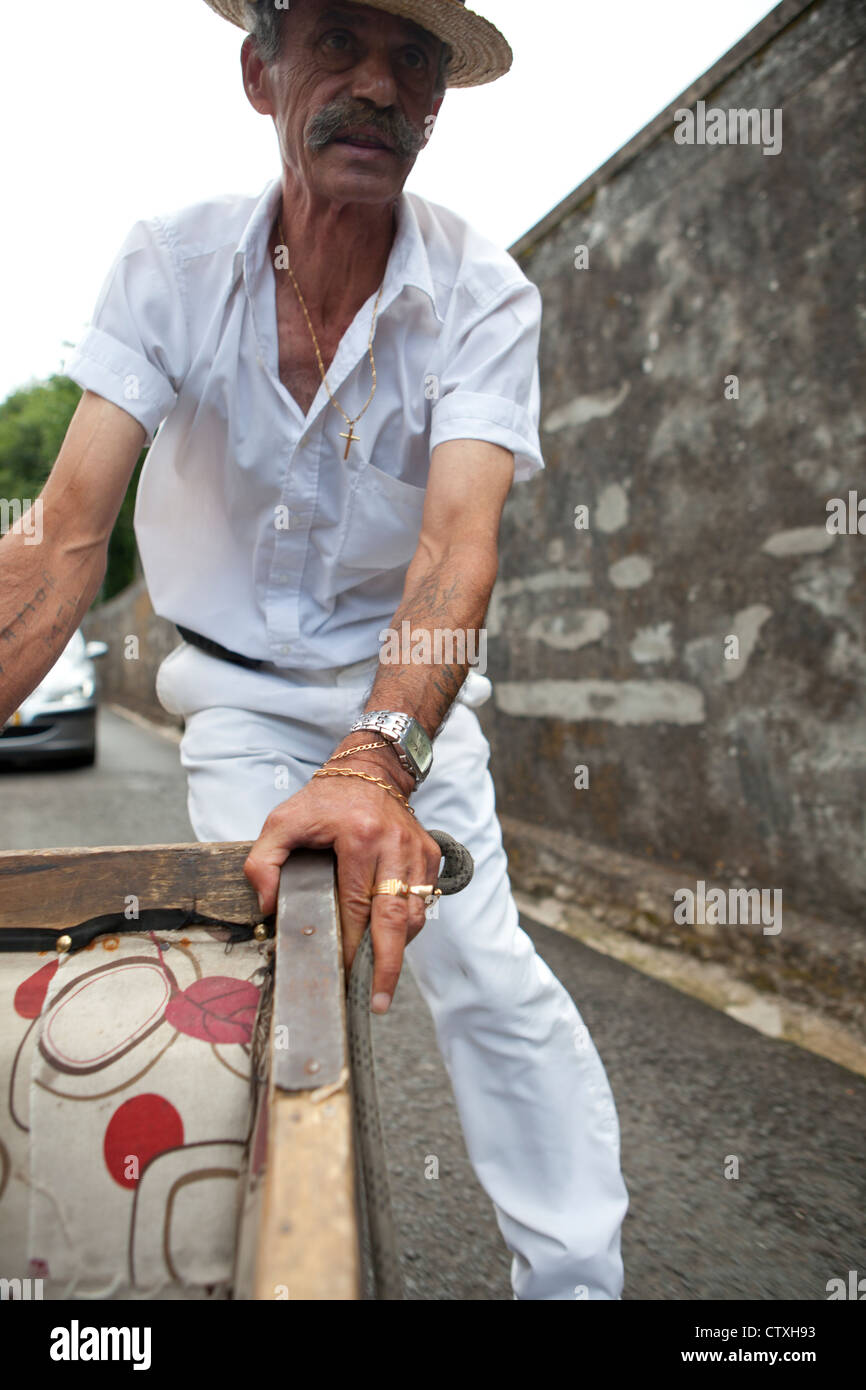 Basket sledges ride Funchal Madeira Portugal Stock Photo - Alamy