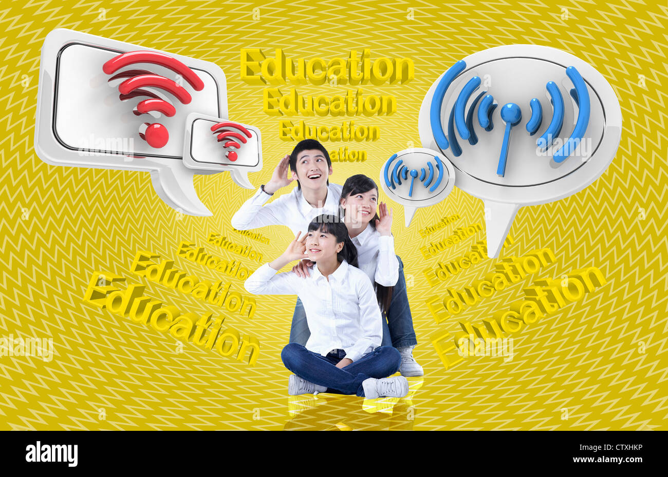 Students listening to web connection to education Stock Photo - Alamy
