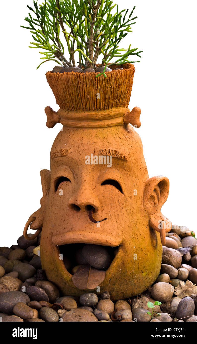 Clay Pot with Smiling Face Stock Photo - Alamy