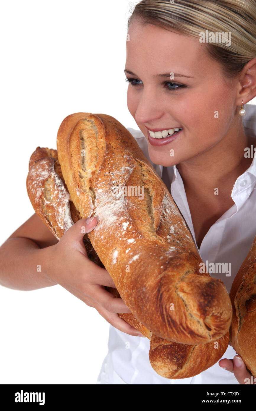 portrait of cute bakery assistant Stock Photo - Alamy