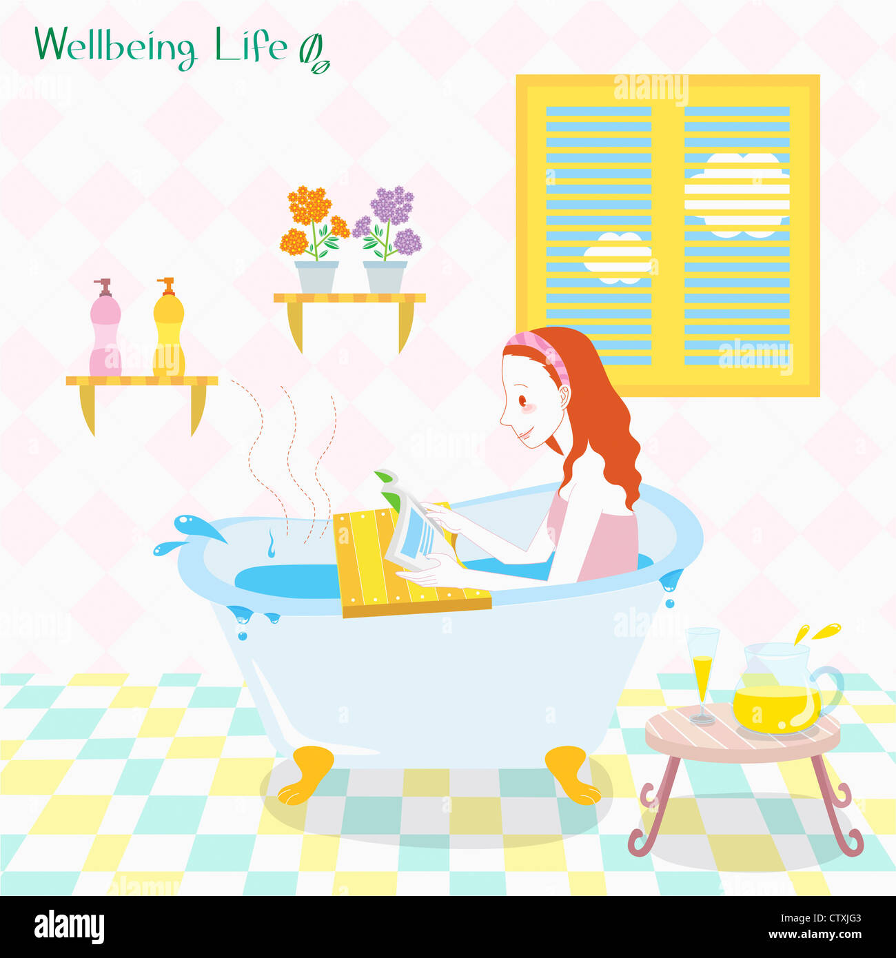 A woman taking lower body bathing Stock Photo - Alamy