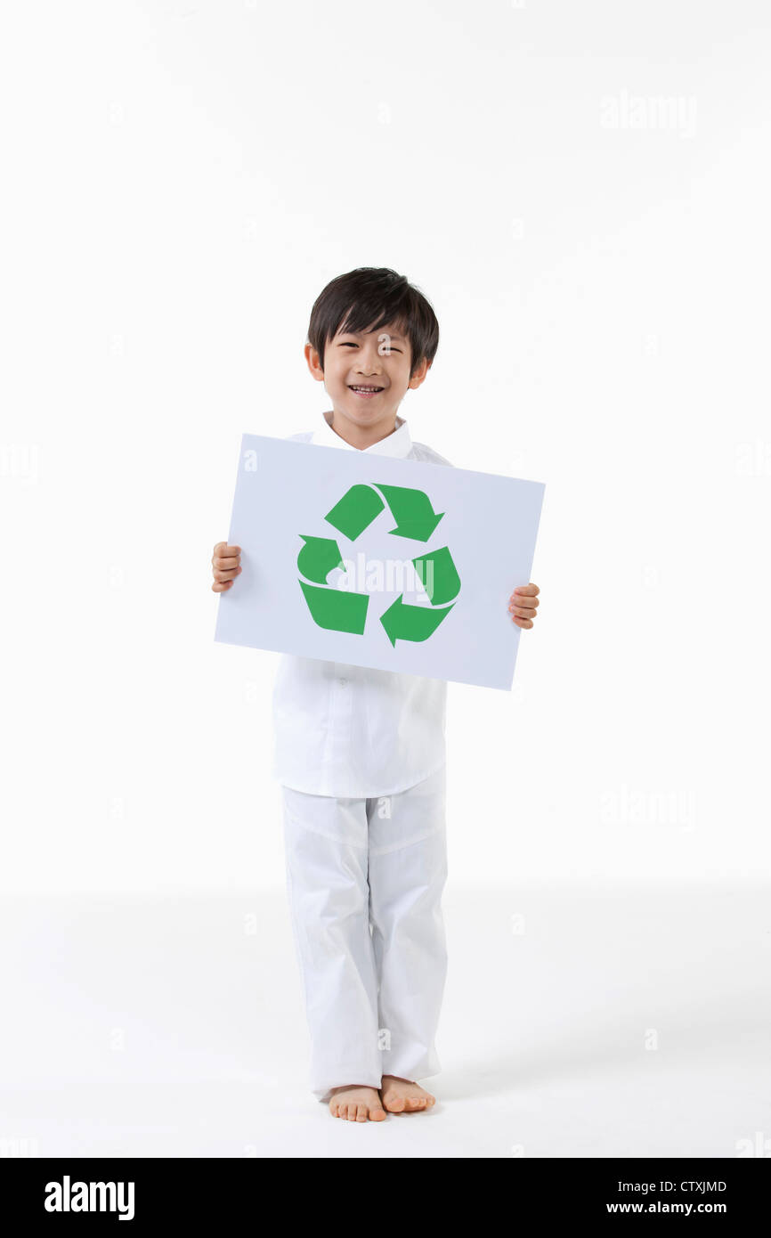 A boy with recycling symbol Stock Photo - Alamy
