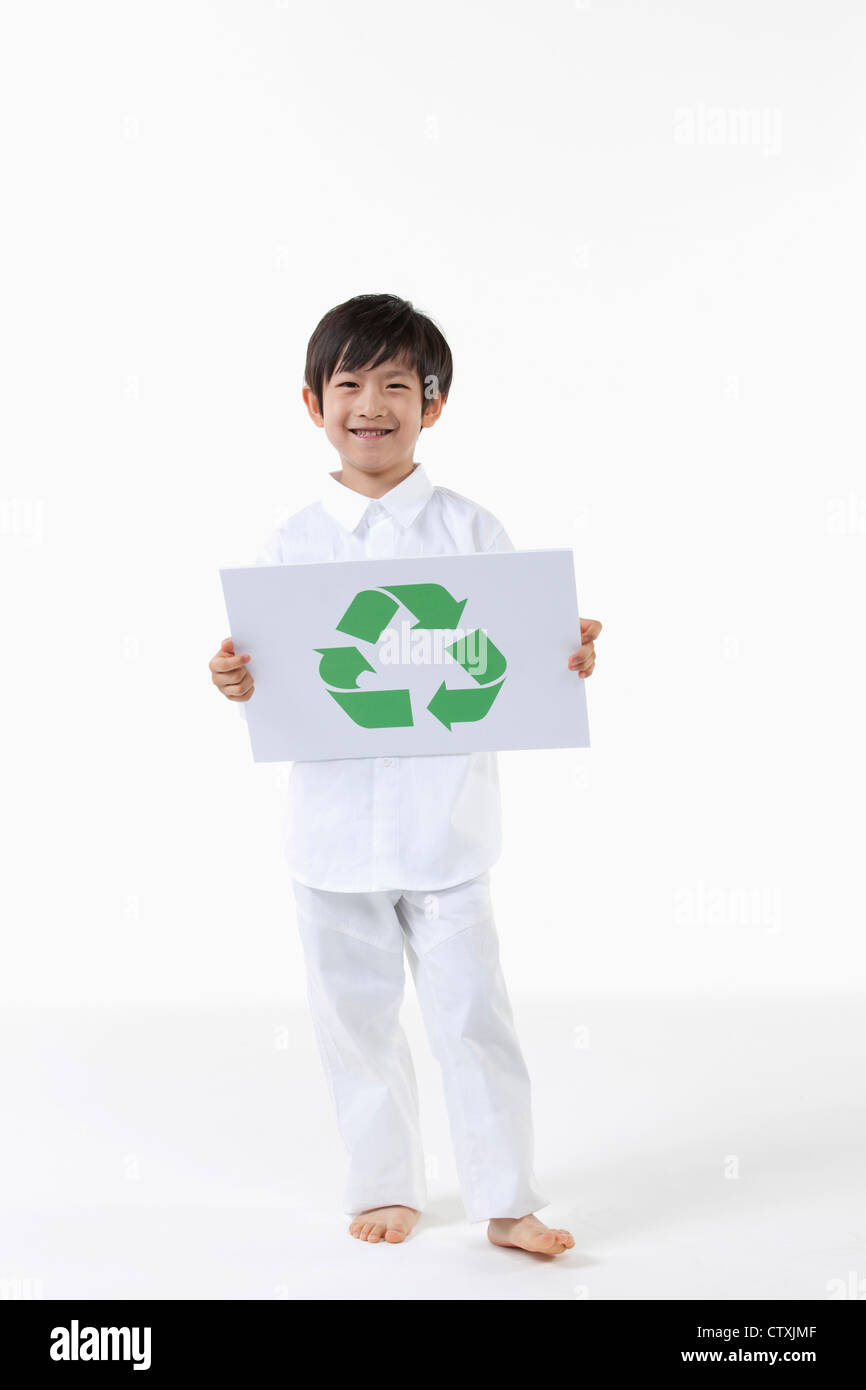 A boy with recycling symbol Stock Photo - Alamy