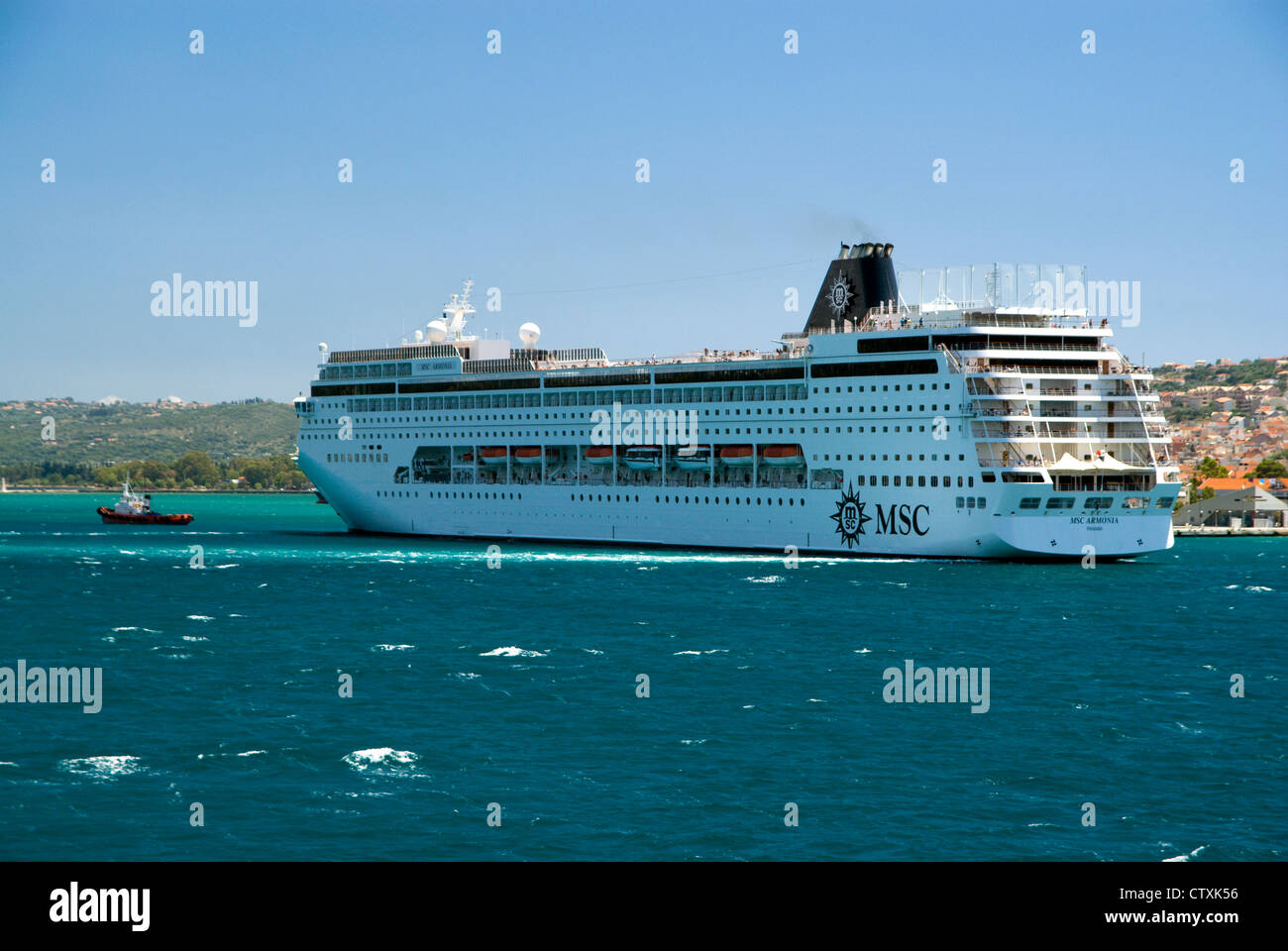 Cruise ship MSC Armonia moored in Argostoli Bay, Argostoli, Kefalonia ...