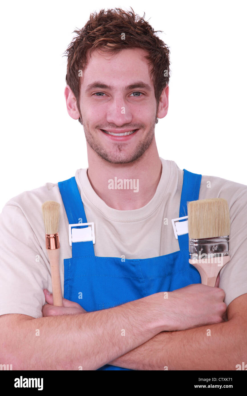 professional painter smiling Stock Photo - Alamy