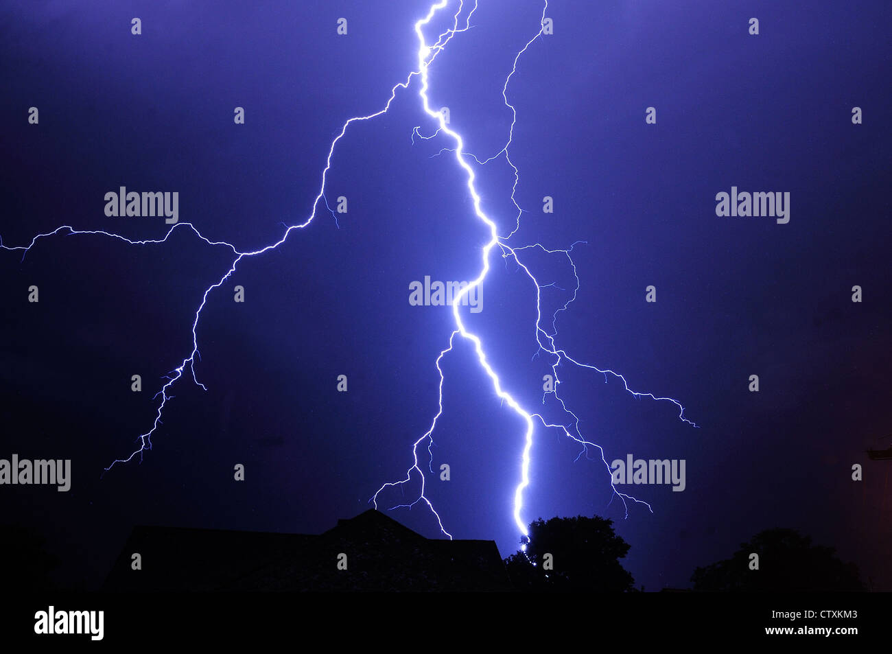 Night shot with big thunderstorm at the starry sky Stock Photo - Alamy