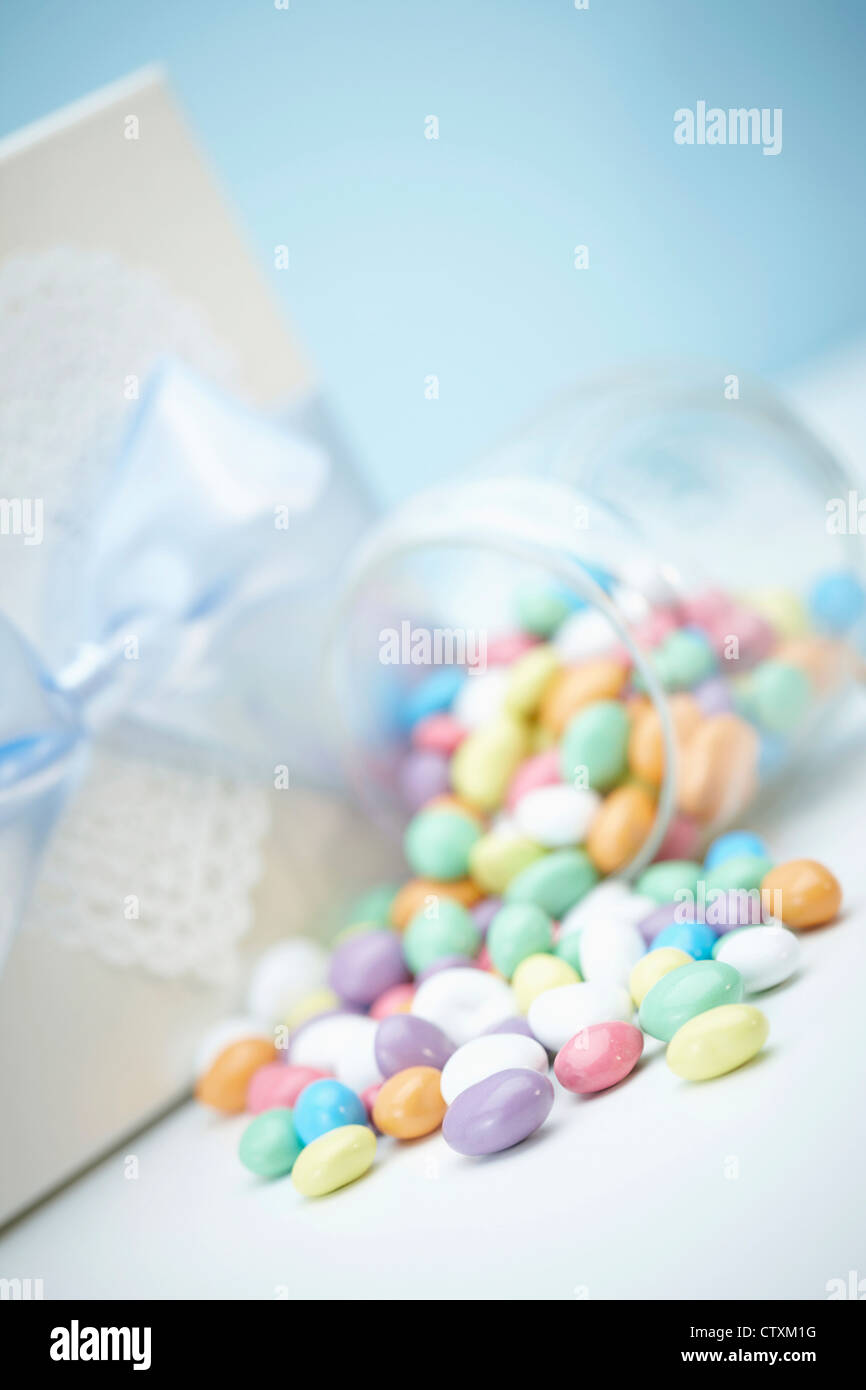 Colorful jelly and gift box Stock Photo - Alamy
