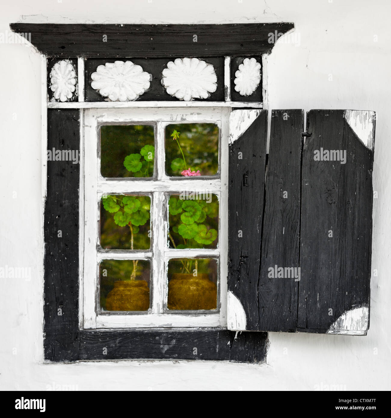 An old wooden window - Ukrainian village style Stock Photo - Alamy