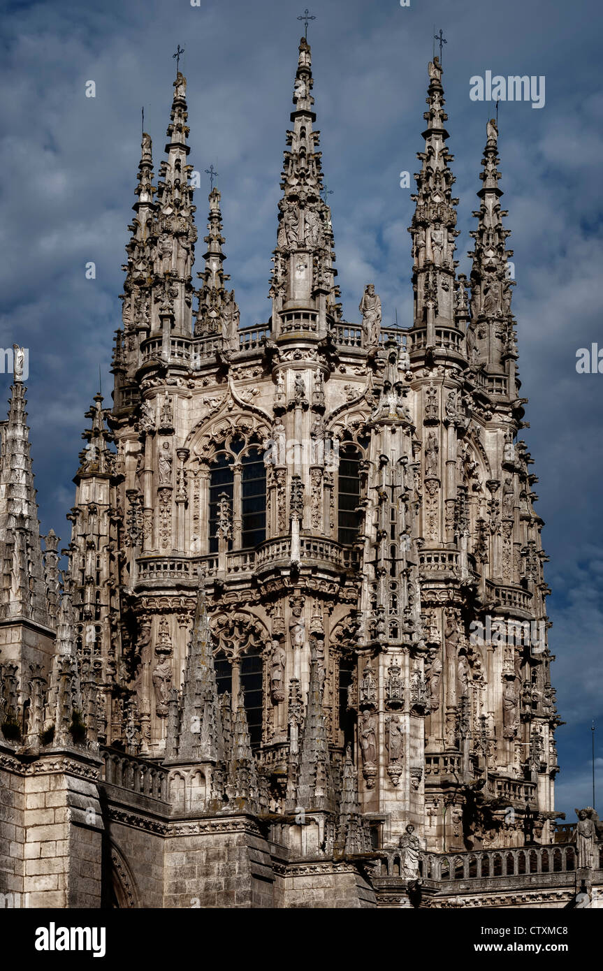 Gothic needles in the dome of the cathedral of the city of Burgos ...