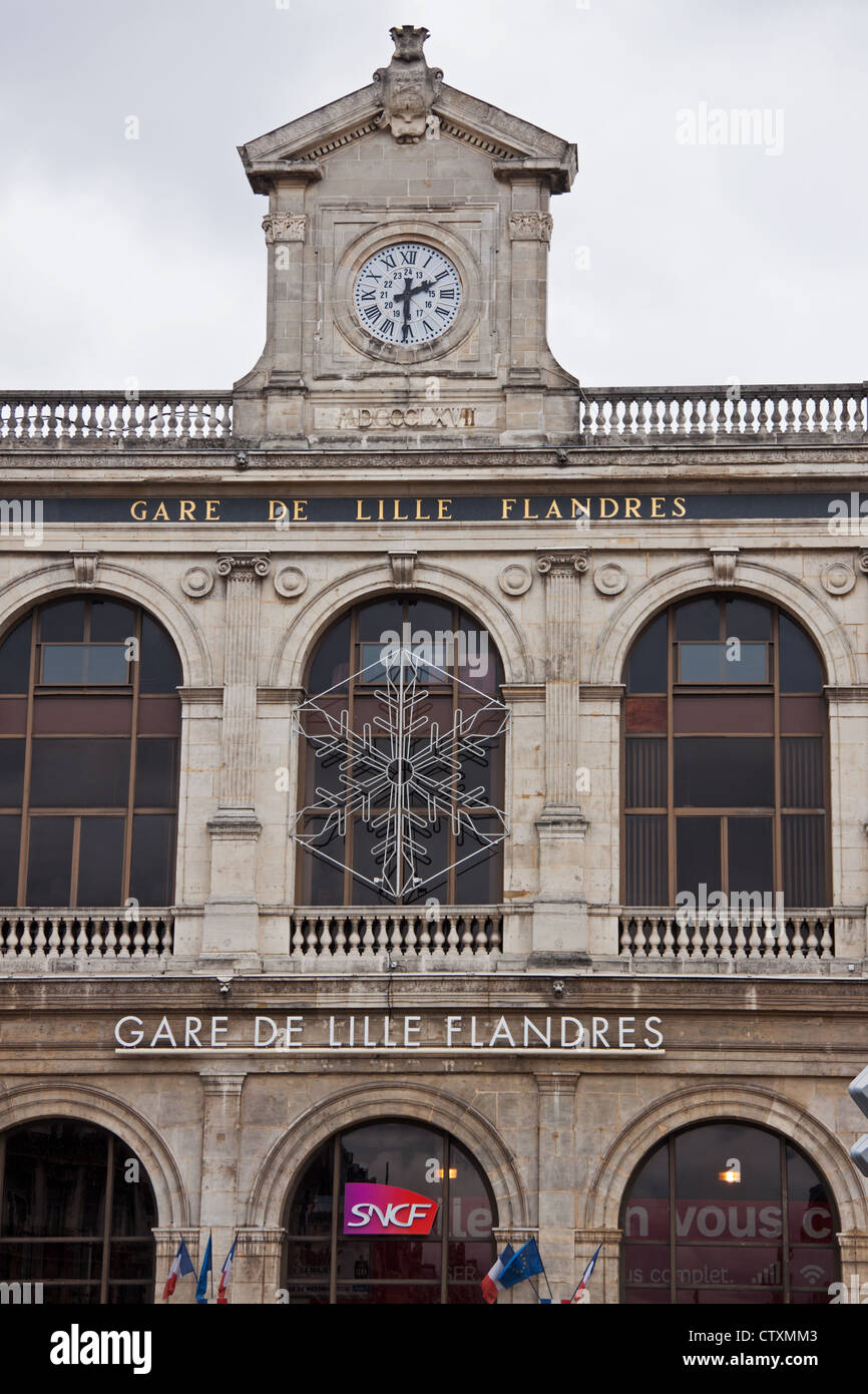 The front entrance to Lille Flandres railway station, the regional hub ...