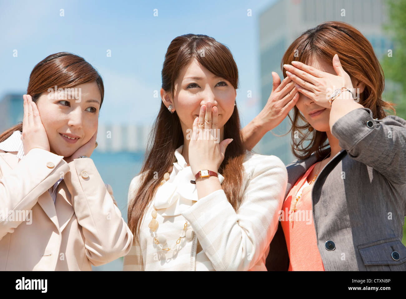 Three Business Women, Posing See No Evil, Hear No Evil, Speak No Evil ...