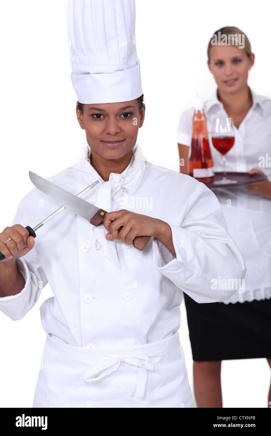 chef and waitress her Stock Photo - Alamy