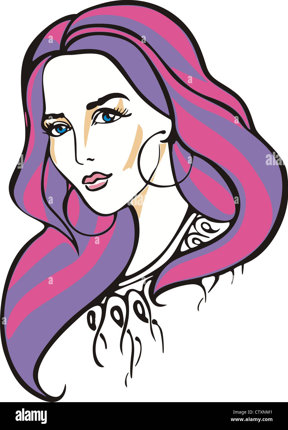 Portrait of beautiful woman. Color vector illustration Stock Photo - Alamy