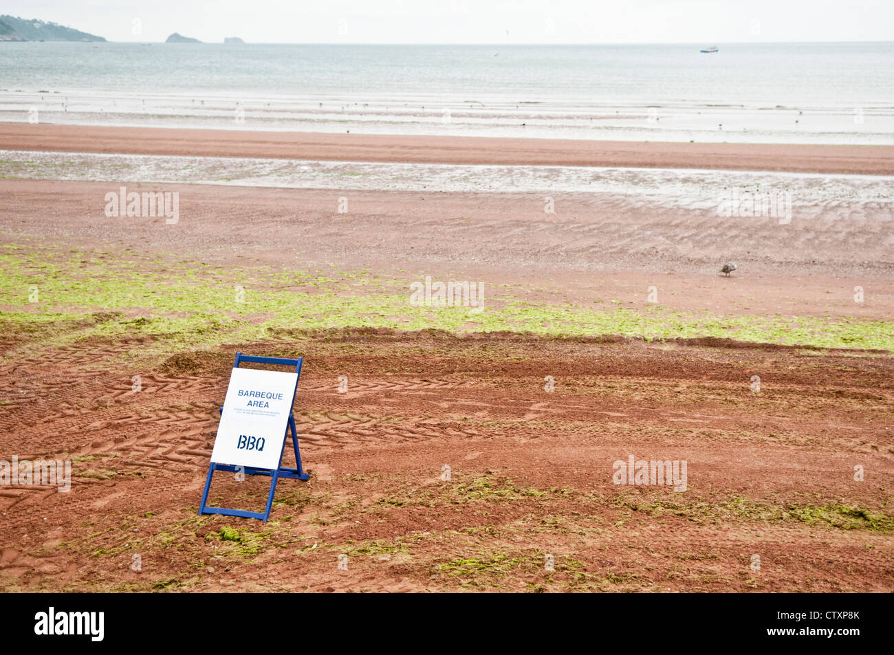 A BBQ sign on Paignton beach Stock Photo - Alamy