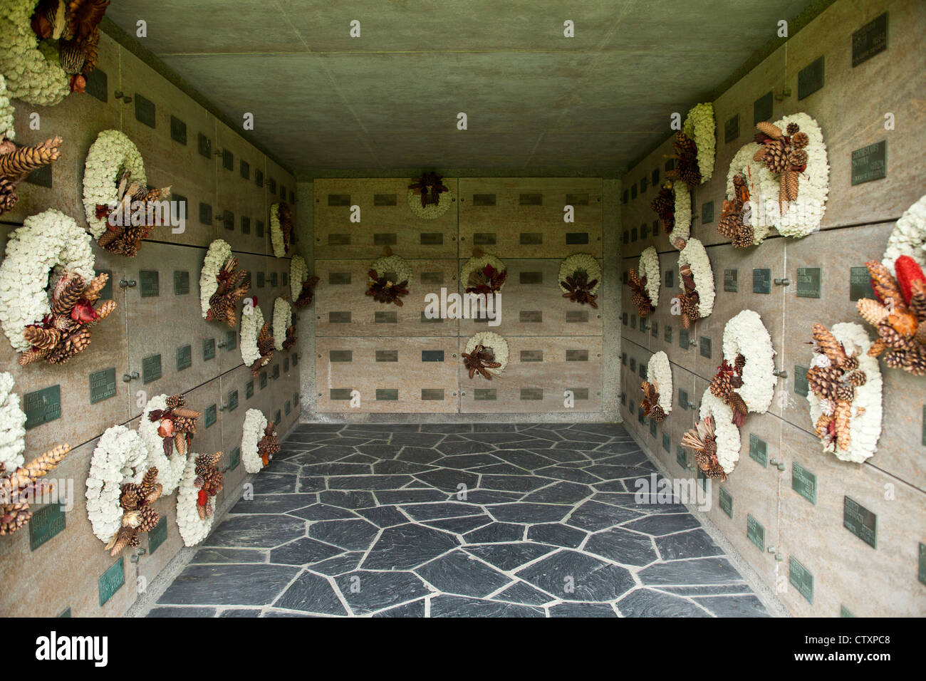 A crypt in the German war memorial at Mont-de-Huisnes, Huisnes-sur-Mer ...