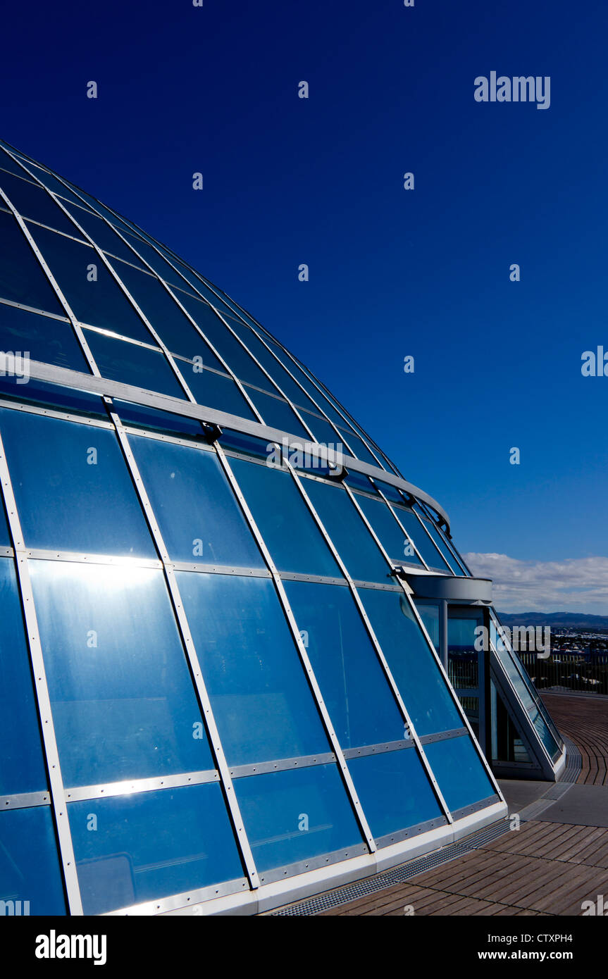 Glass Dome of Perlan Restaurant and Water Towers Stock Photo - Alamy