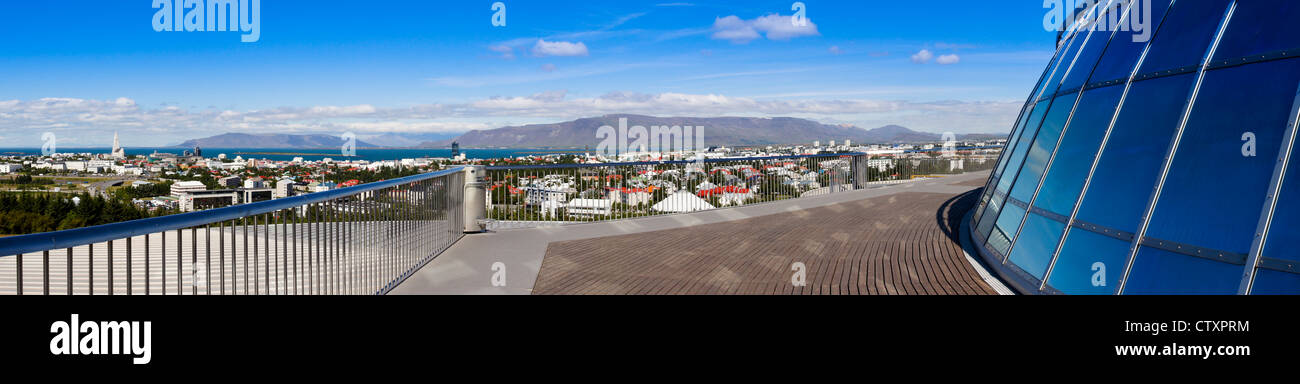 Downtown view from Perlan Restaurant and Water Towers in Reykjavik ...