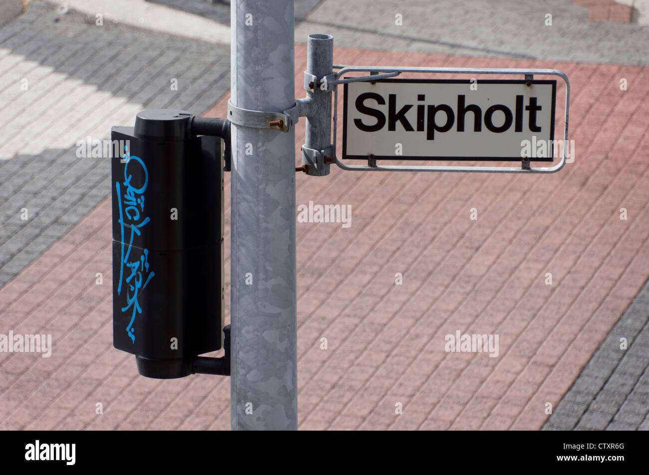 Street Sign and Traffic Light with Graffiti in Reykjavik Iceland Stock ...