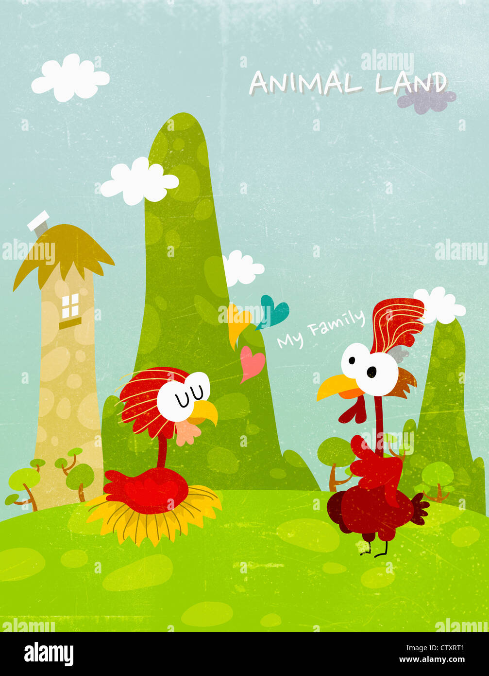 The animal land and 'My family' English word Stock Photo - Alamy