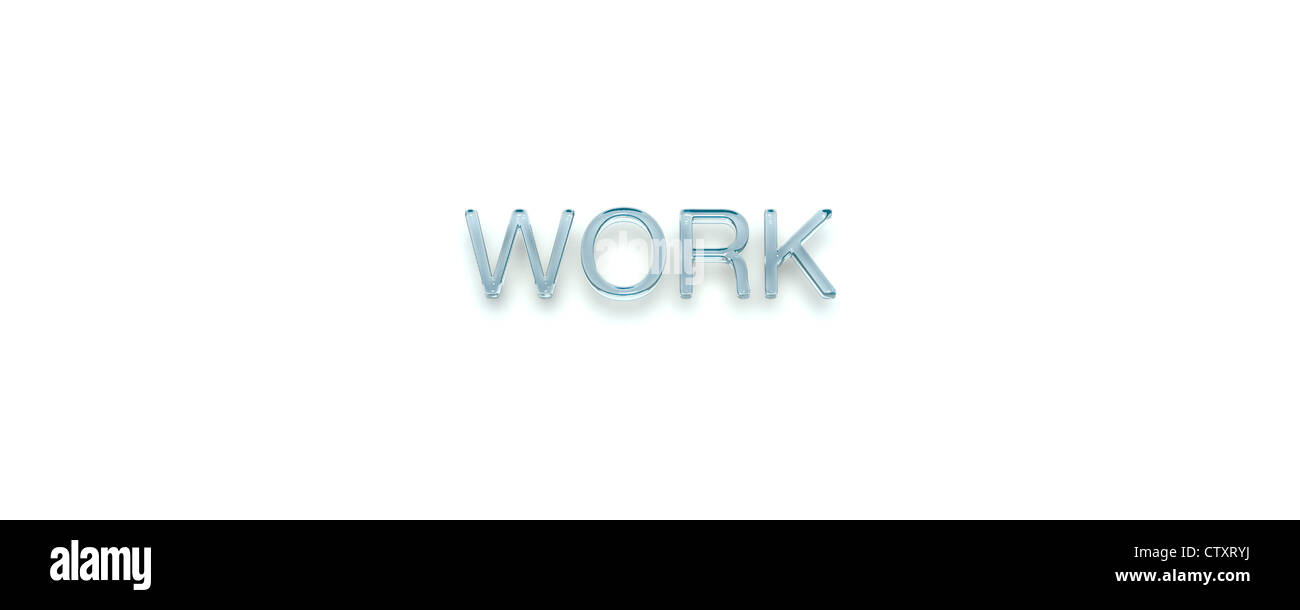 3D Key Word "WORK" Glass Style Stock Photo - Alamy