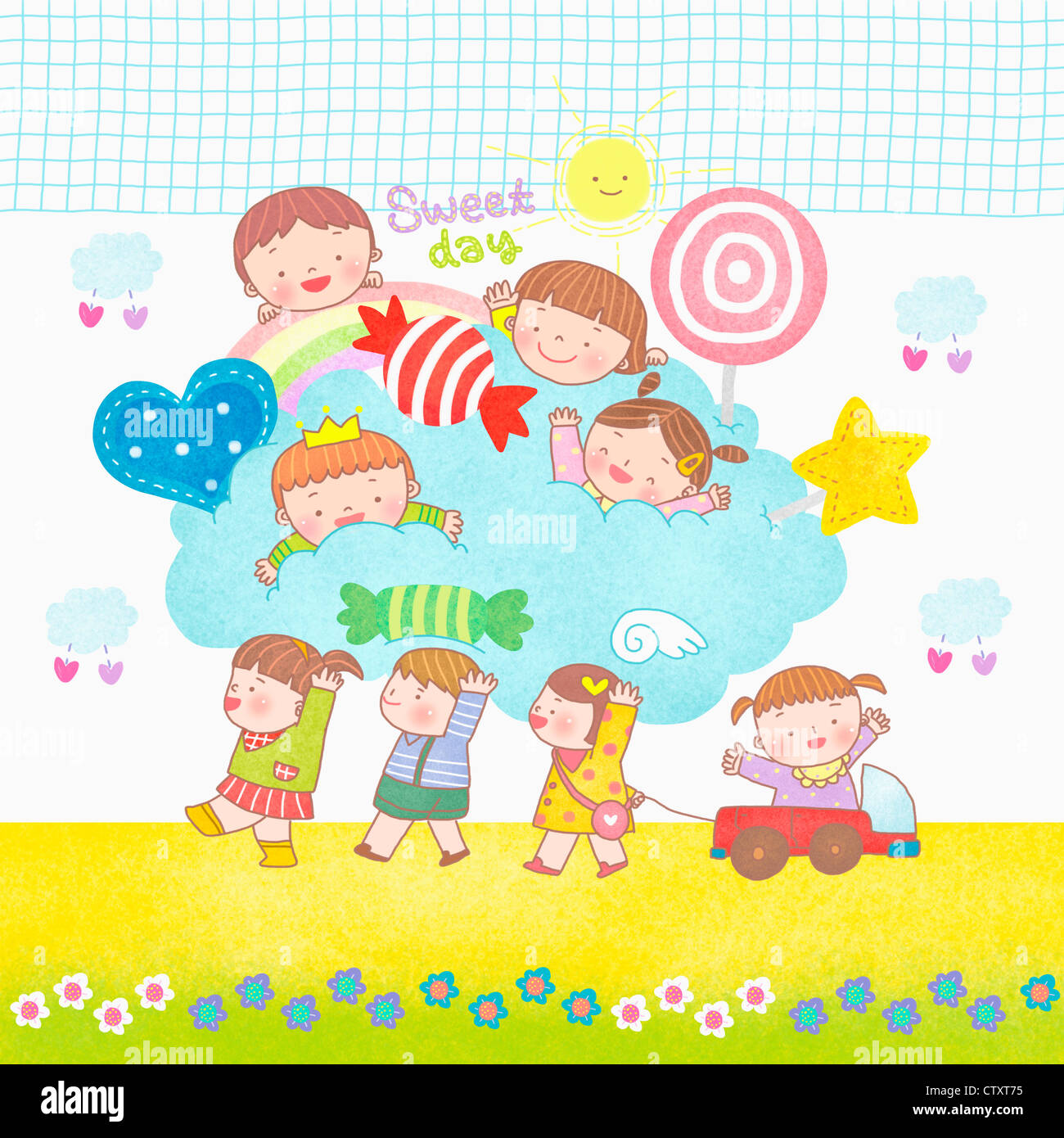 Happy children with candy Stock Photo - Alamy