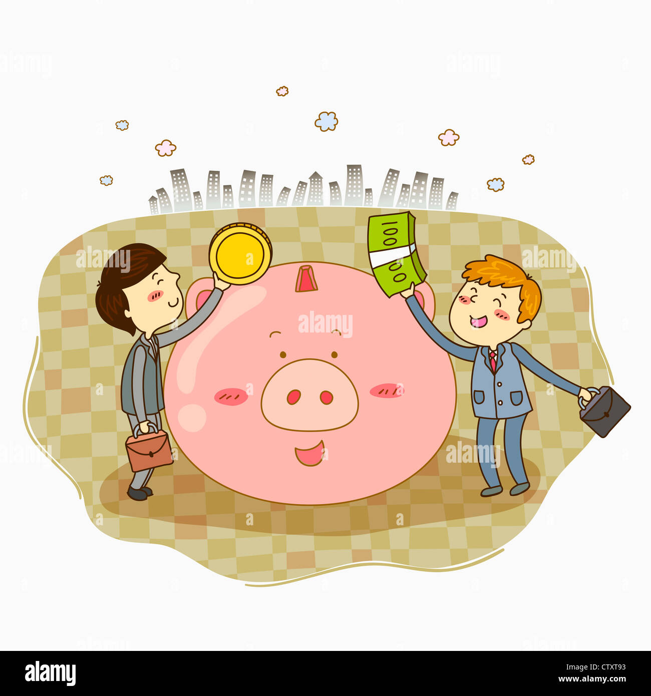 Man holding coin smiling Cut Out Stock Images & Pictures - Alamy