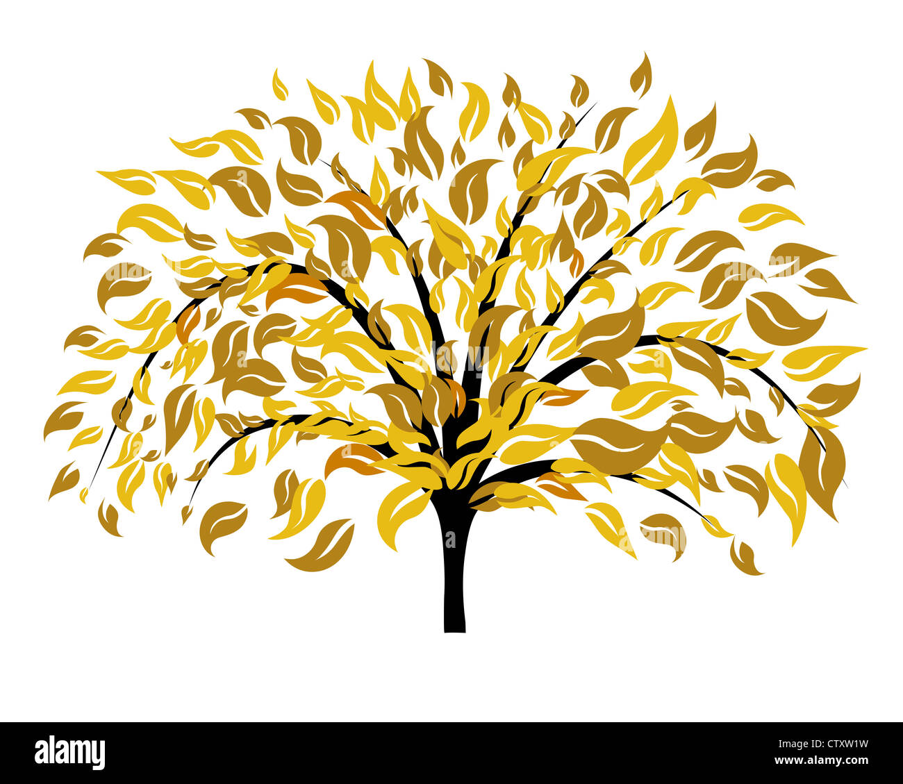 Autumn tree with falling down leaves. Vector illustration Stock Photo ...