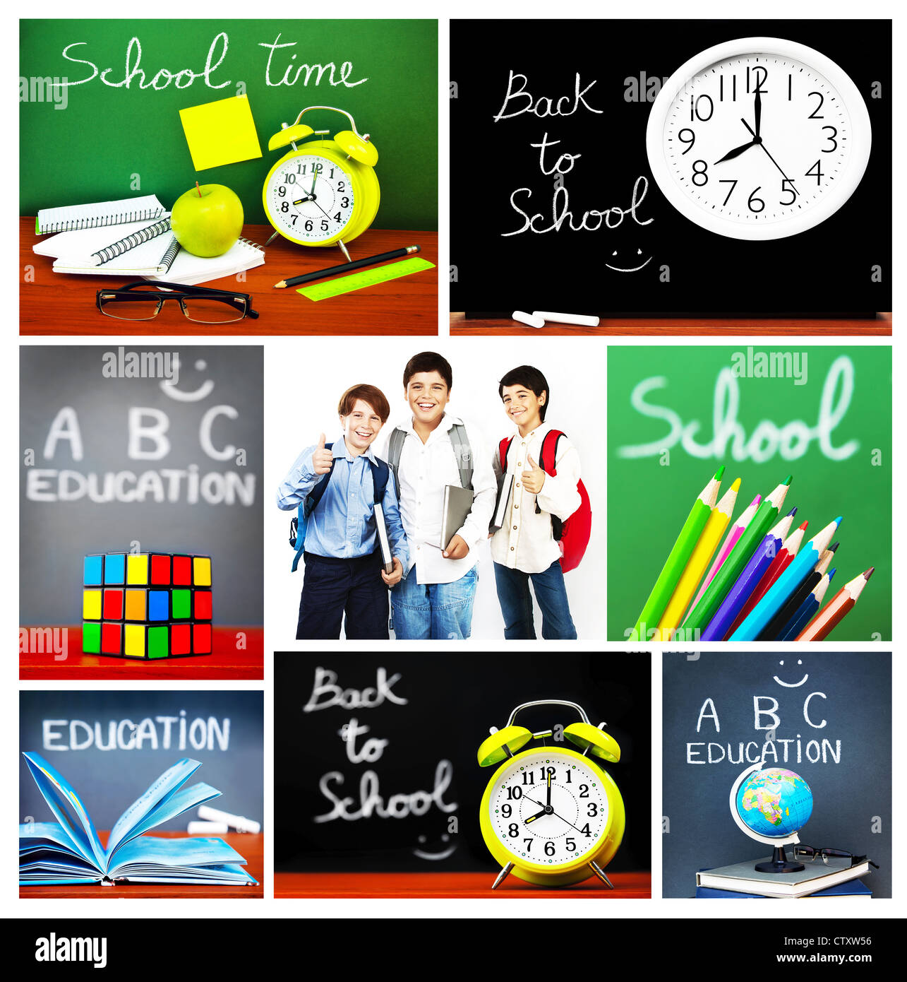Back to school concept collage, collection of images related to ...