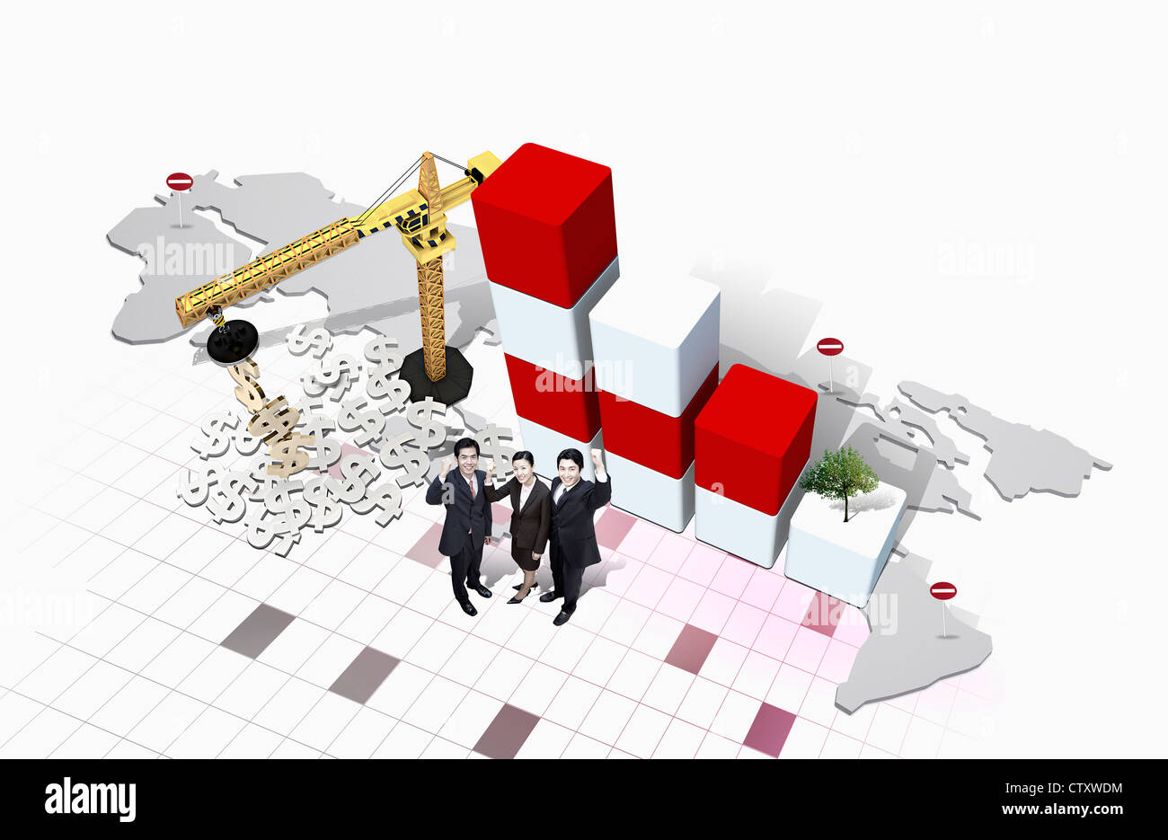 Businessmen and business performance chart Stock Photo - Alamy