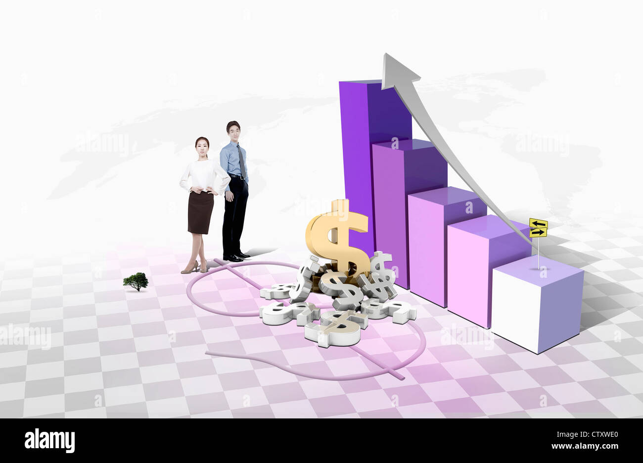 Businessmen and business performance chart Stock Photo - Alamy