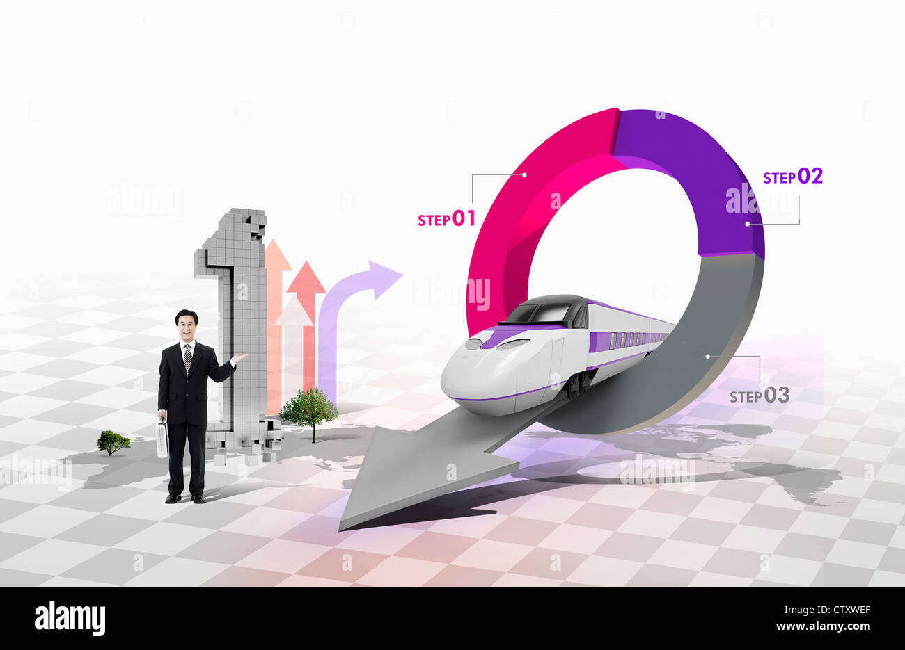 A businessman and business performance chart Stock Photo - Alamy