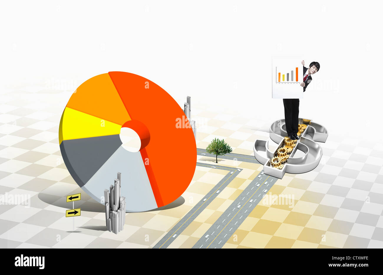 A businessman and business performance chart Stock Photo - Alamy