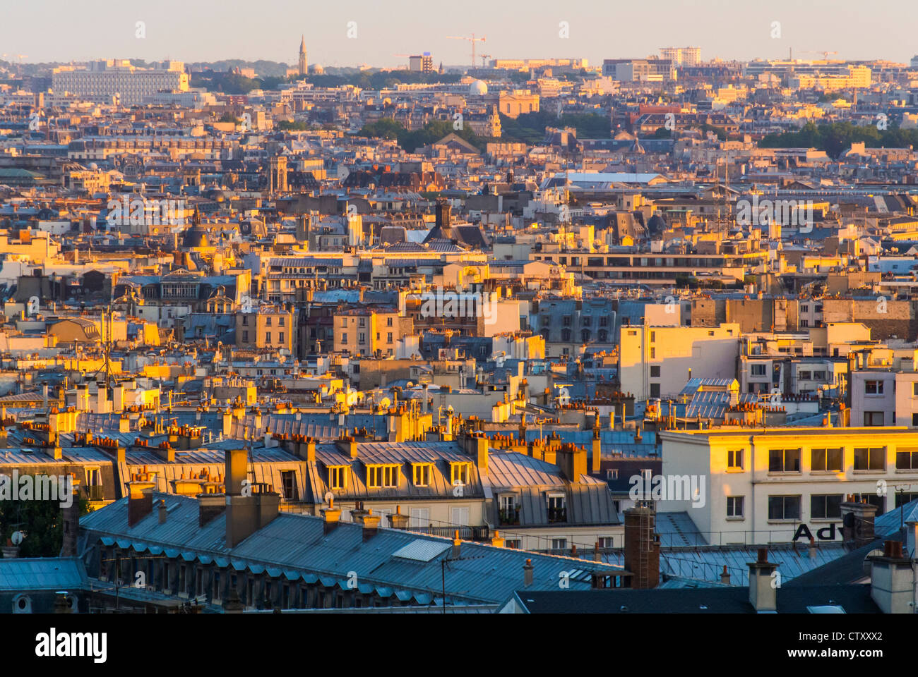 Paris, France, North Skyline From Montmartre Hill, at Sunset ...