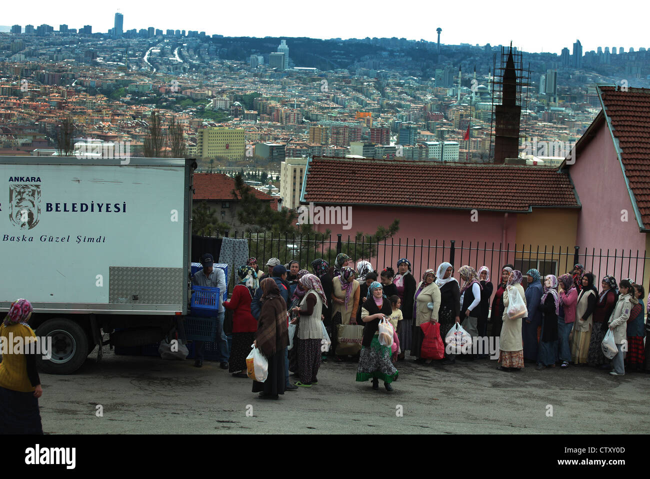 Food aid in poor neighborhood of Ankara Castle Turkey Stock Photo - Alamy