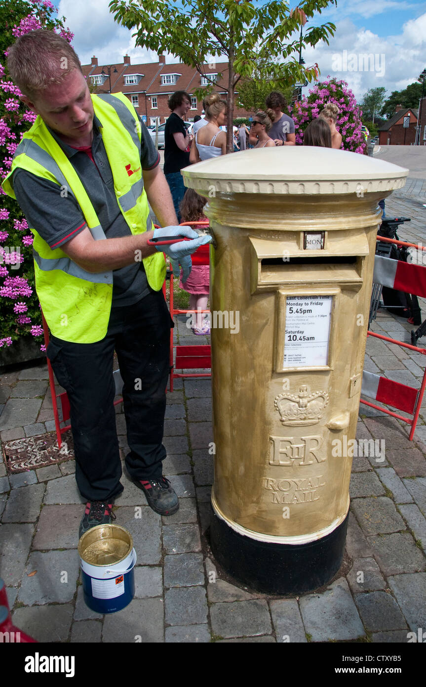 Post Box Being Painted Gold In Hamble Hampshire to celebrate Dani King ...
