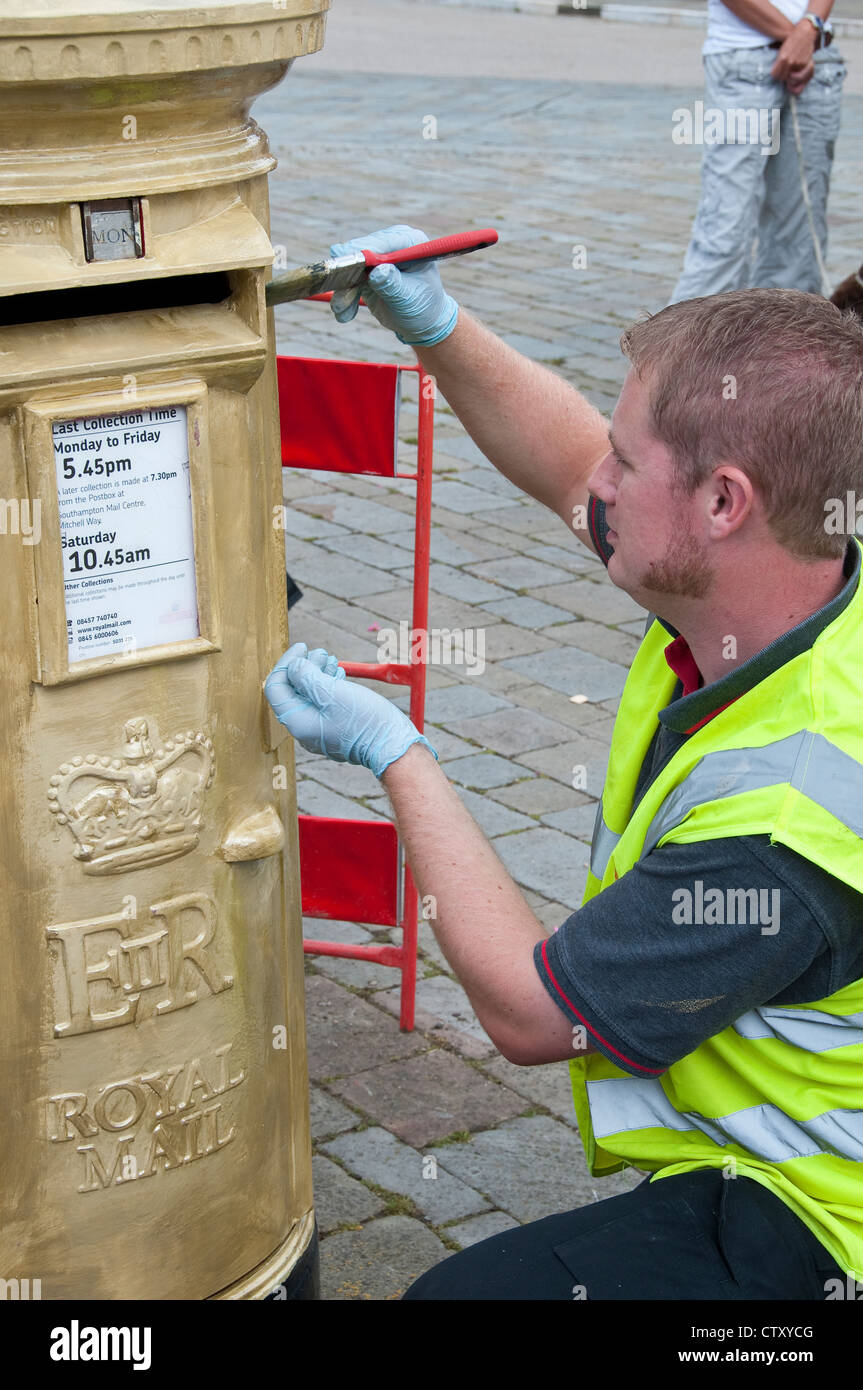 Post Box Being Painted Gold In Hamble Hampshire to celebrate Dani King ...