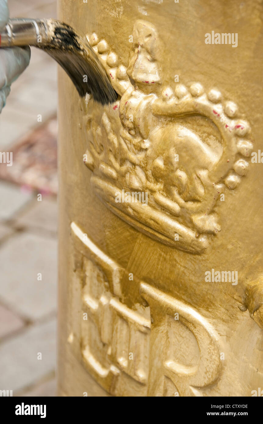 Post Box Being Painted Gold In Hamble Hampshire to celebrate Dani King ...