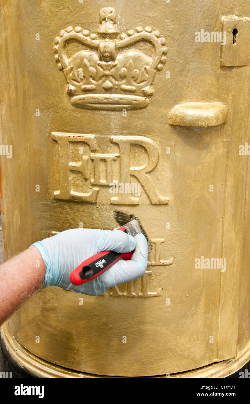 Post Box Being Painted Gold In Hamble Hampshire to celebrate Dani King ...