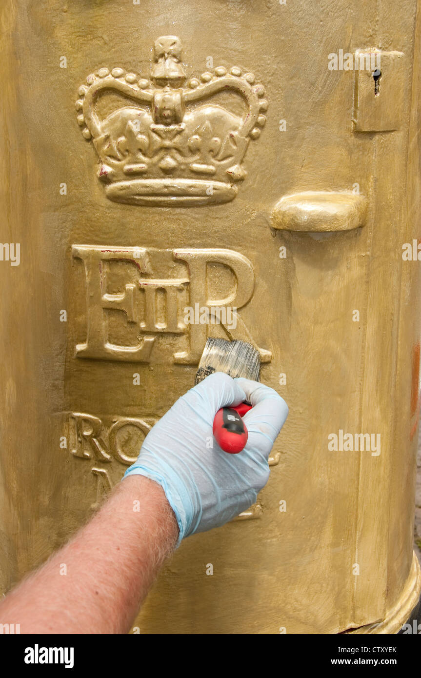 Post Box Being Painted Gold In Hamble Hampshire to celebrate Dani King ...