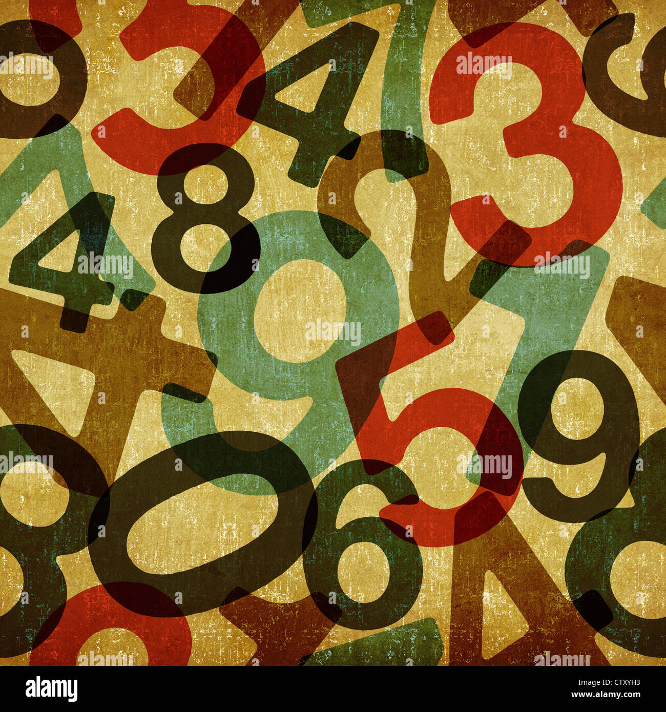 Retro numbers set in textured seamless pattern Stock Photo - Alamy