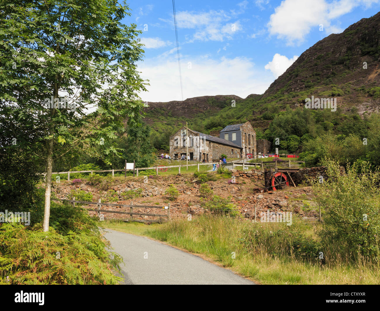 Copper coloured rocks by Sygun Copper Mine visitor centre in Snowdonia ...