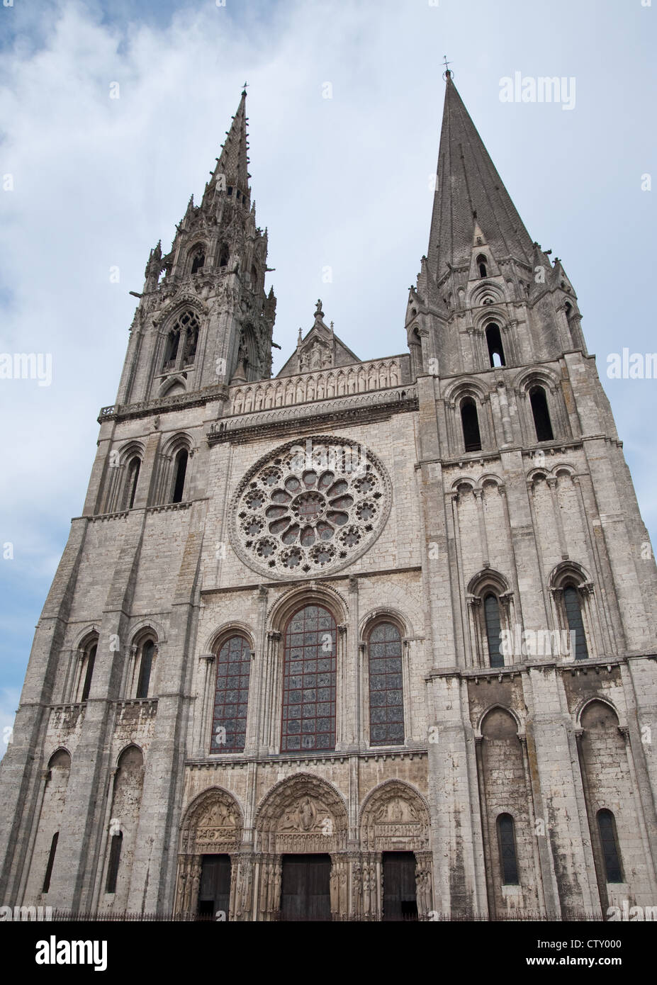 Medieval gothic architecture chartres cathedral hi-res stock ...