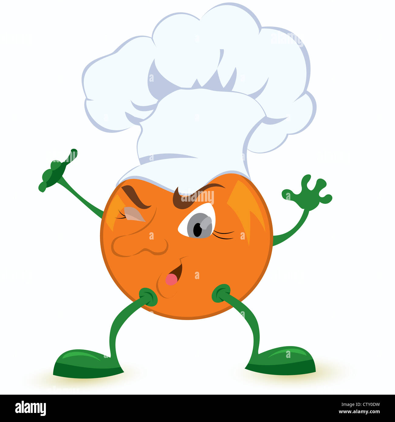 Orange cartoon character in chef hat vector illustration Stock Photo ...