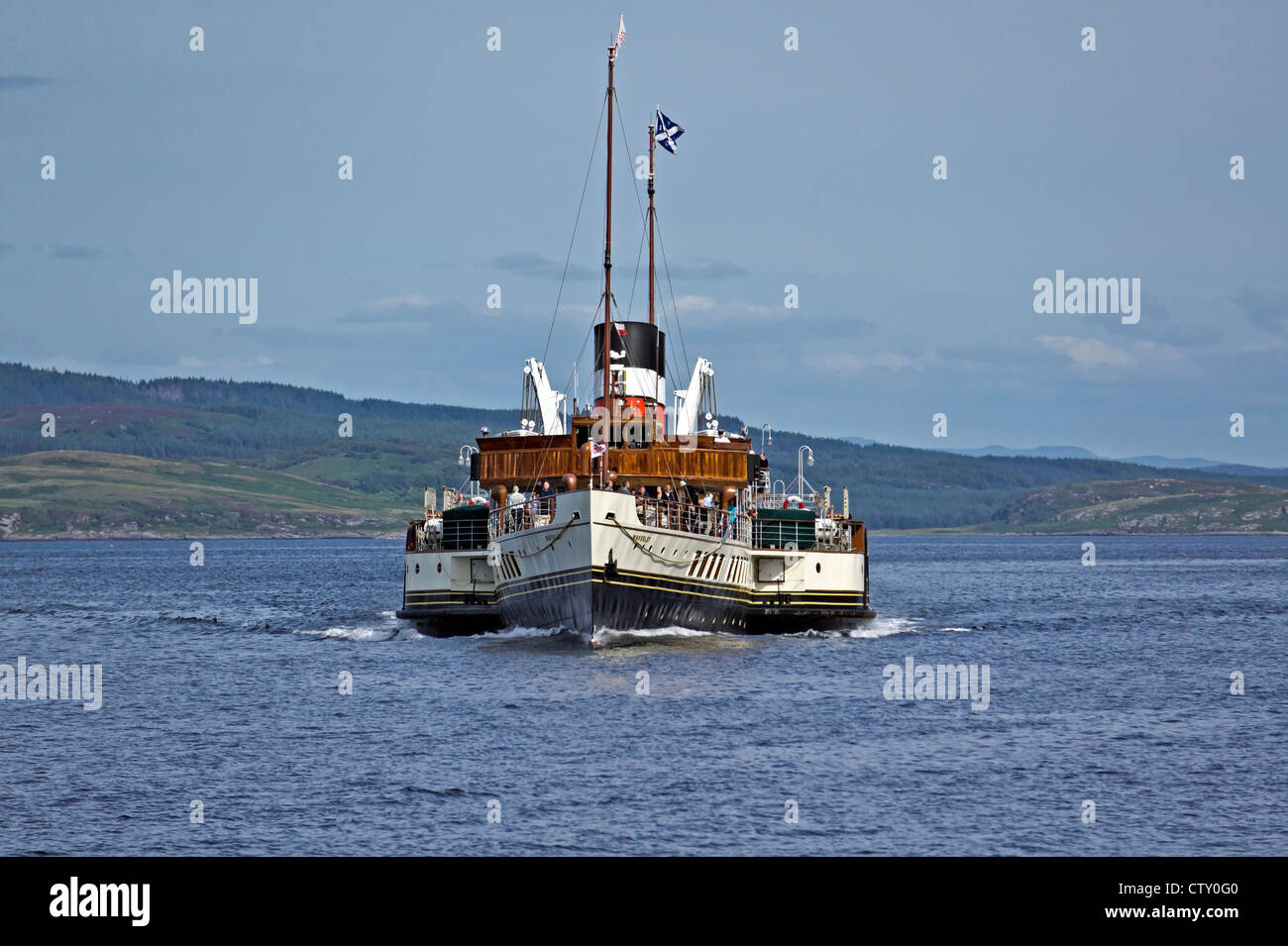 The World's last ocean going paddle steamer Waverley approaches Tarbert ...