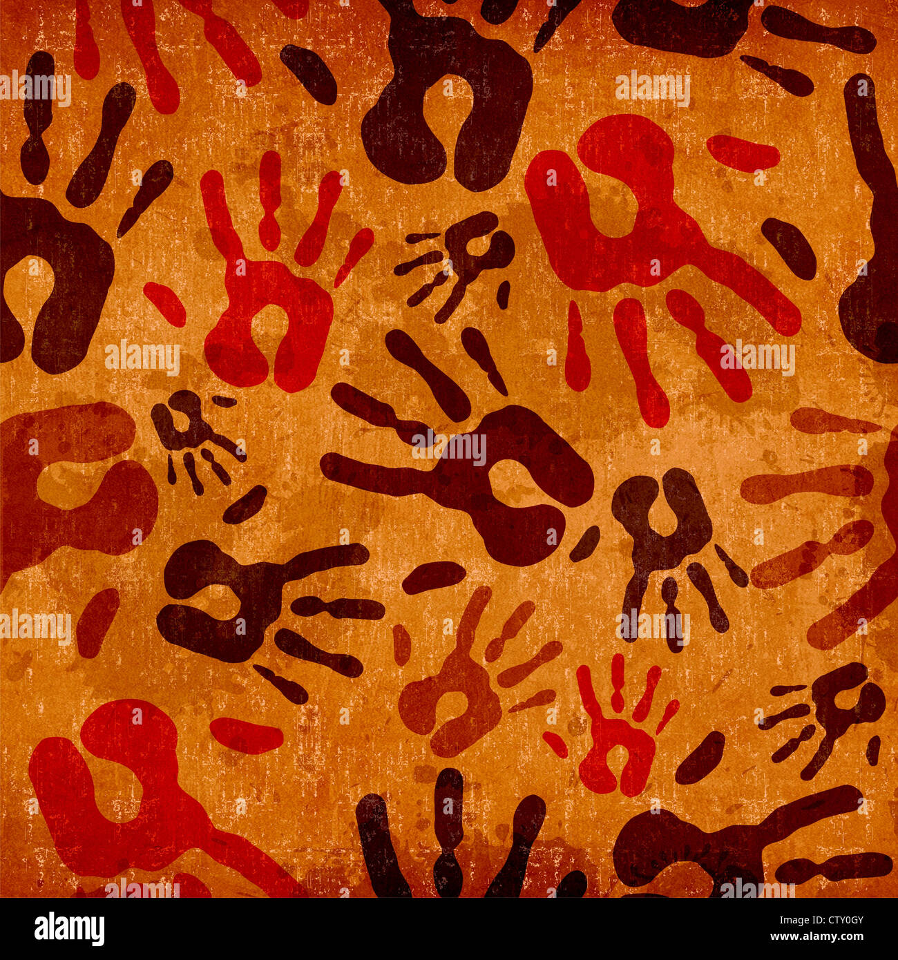 Vintage hand prints seamless pattern background Stock Photo - Alamy