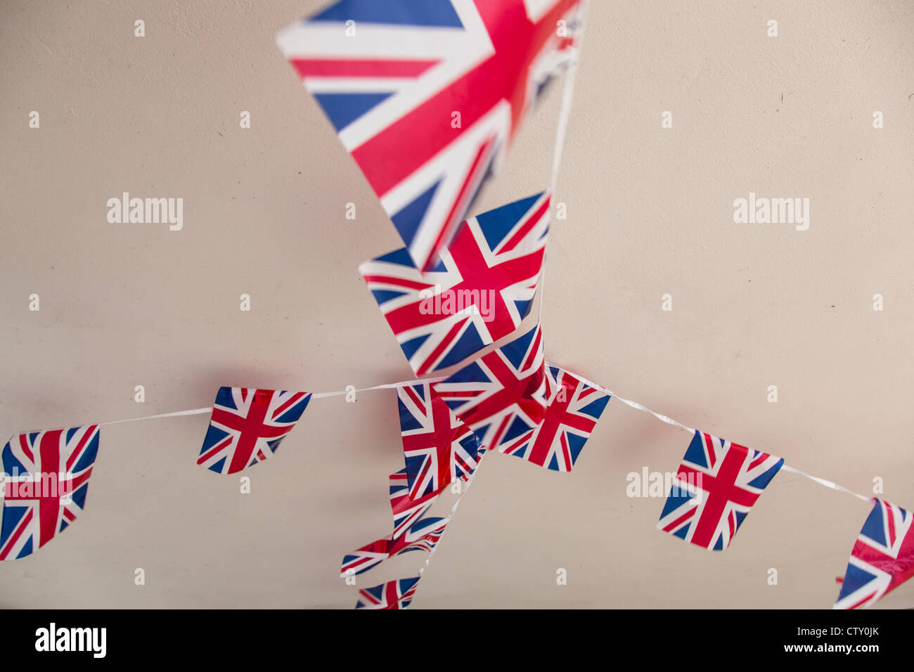 String of Union flags decorate a ceiling as part of the Queen's Diamond ...