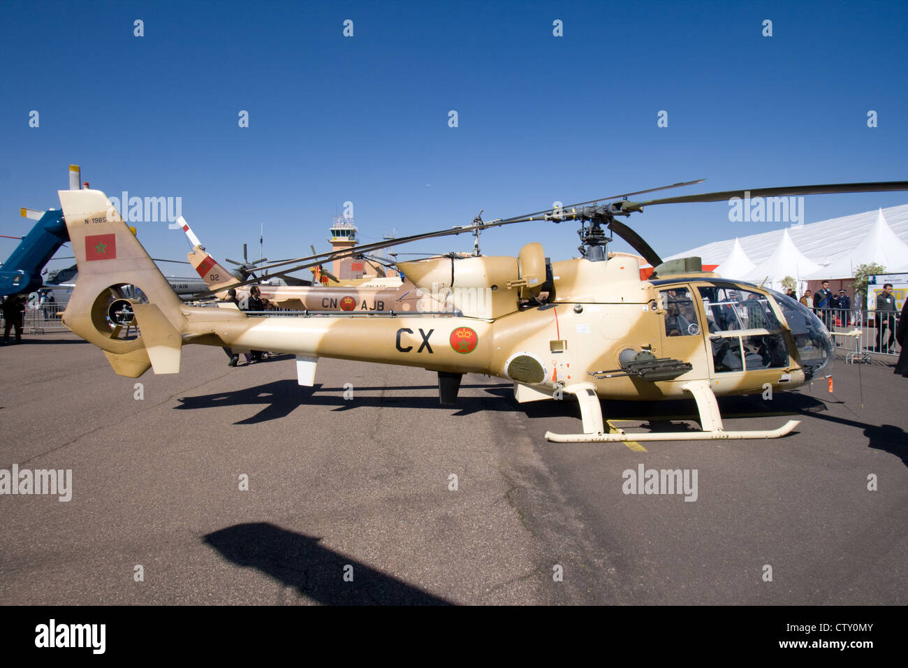 Moroccan Air Force SA342 Gazelle helicopter at Marrakesh. Morocco Stock ...